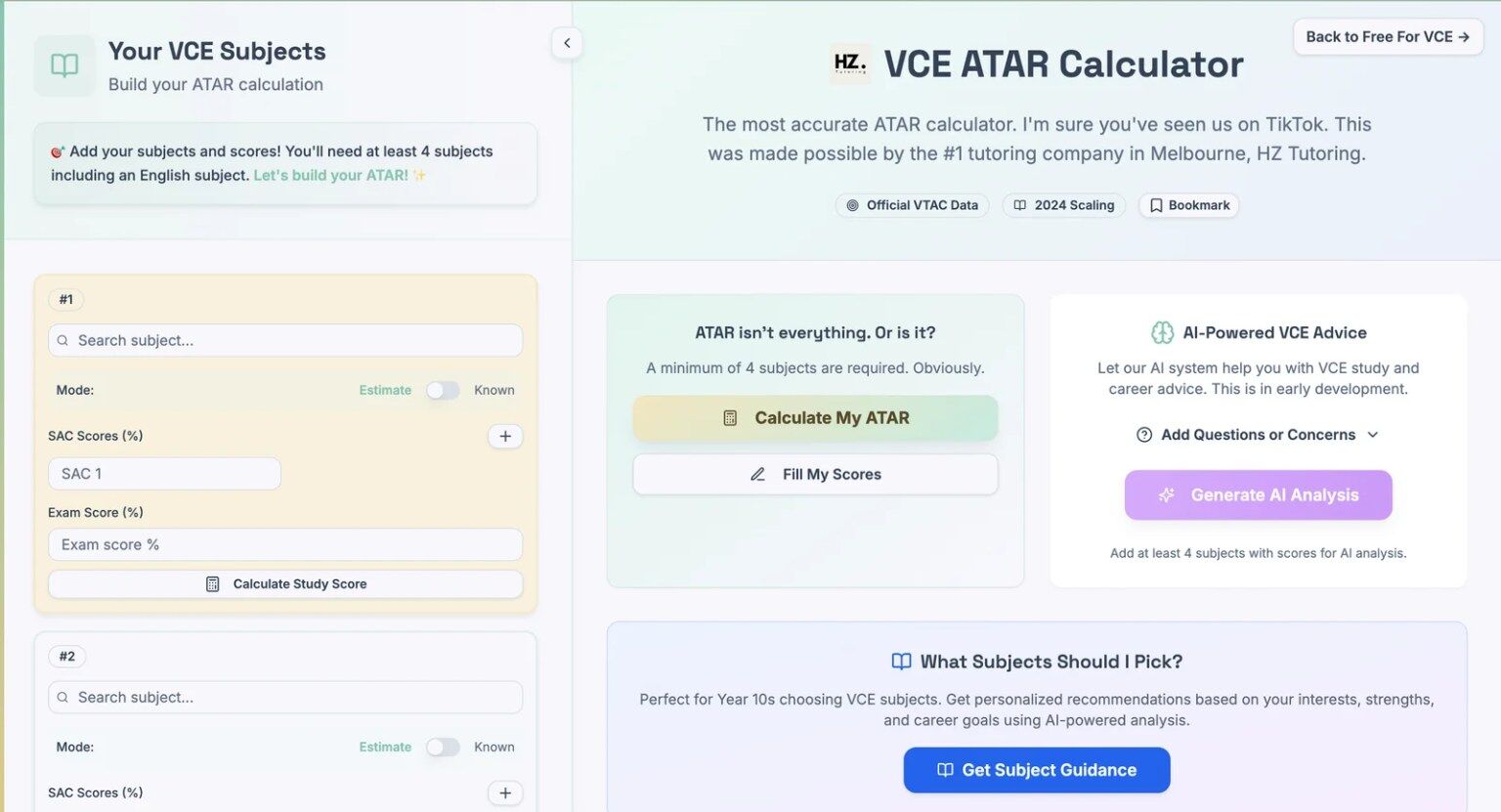 The Best VCE ATAR Calculator | Free For VCE | HZ Tutoring | HZ Tutoring