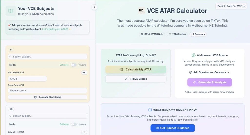 The Best VCE ATAR Calculator | Free For VCE | HZ Tutoring | HZ Tutoring